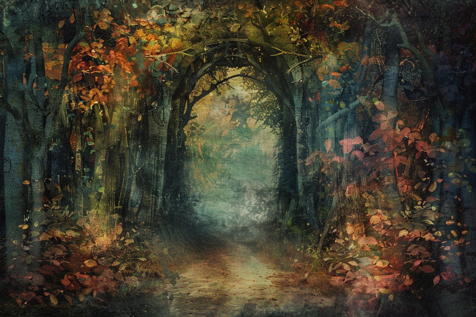 Enchanted Forest Entryway Decoupage Paper, Vintage Soft Textured Art ...