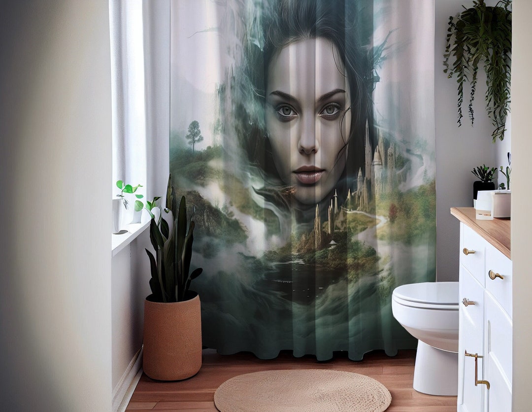 Enchanted Fantasy World Shower Curtain, Ethereal Beauty Woman Bath ...