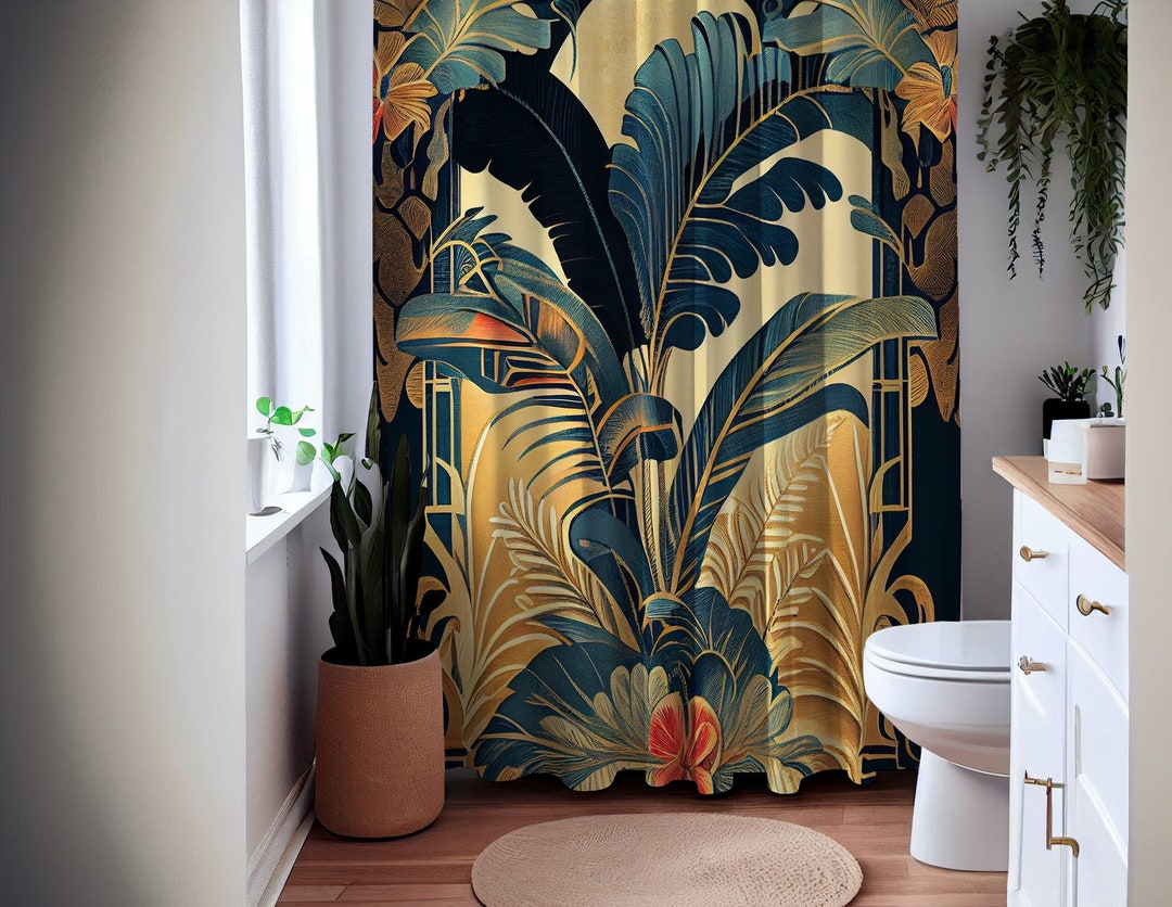 Shower Curtain Tropical Art Deco Polyester Shower Curtain - Etsy