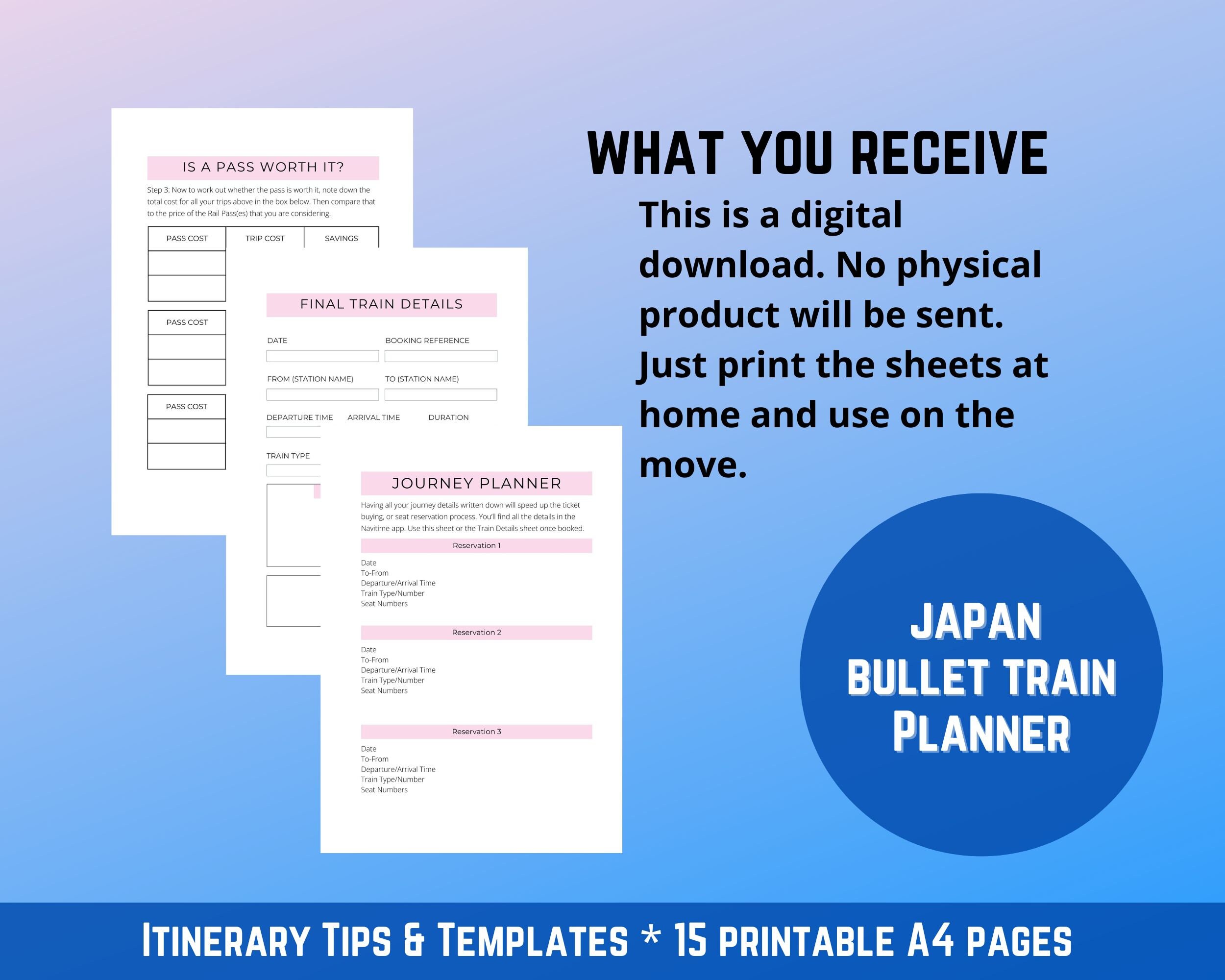 Printable Bullet Train Planner for Japan. Essential Tips About Trains and Rail Passes in Japan ...