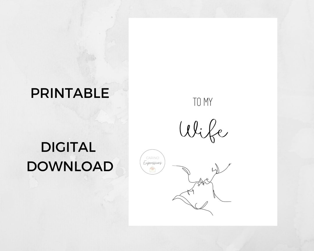 Printable To My Wife Card Etsy
