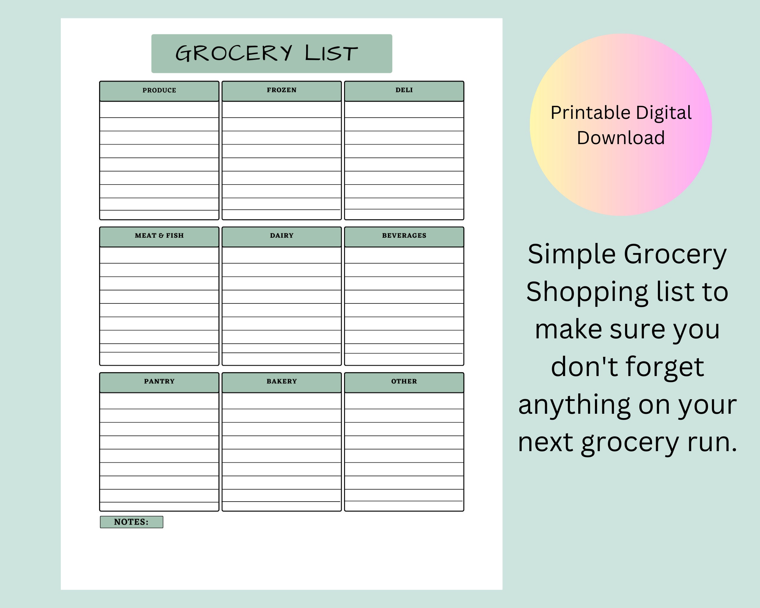 Shopping Grocery List, Grocery Checklist, Weekly Shopping Check List ...