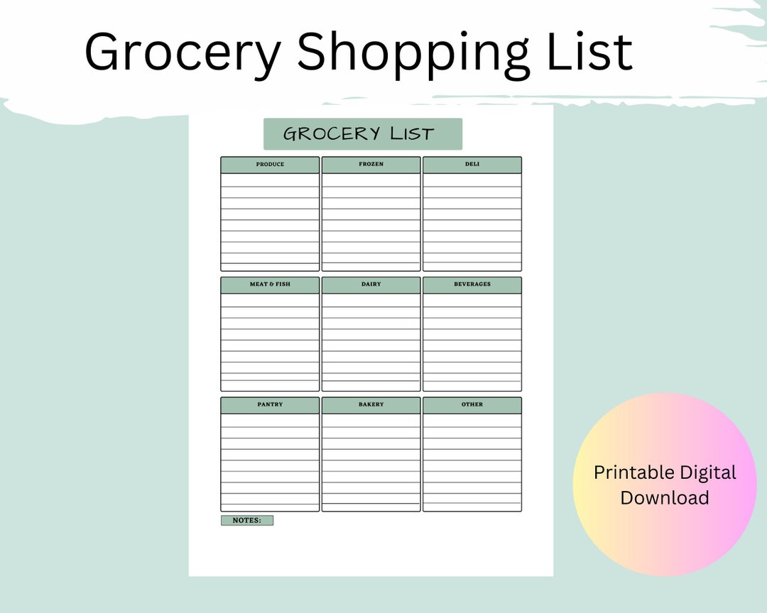 Shopping Grocery List, Grocery Checklist, Weekly Shopping Check List ...