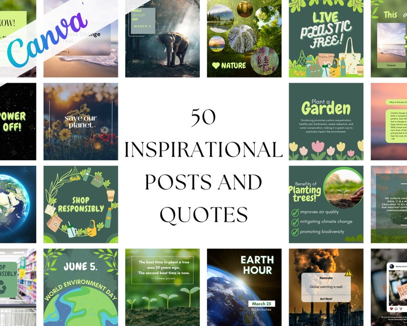 Eco-friendly Instagram Templates Bundle | Sustainable Social Media ...