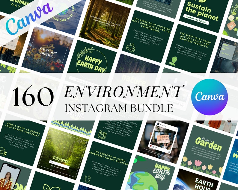 Eco-friendly Instagram Post Templates: Sustainable Canva Content (PDF ...