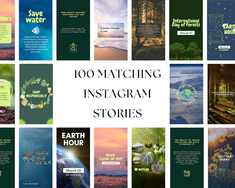 Eco-friendly Instagram Templates Bundle | Sustainable Social Media ...