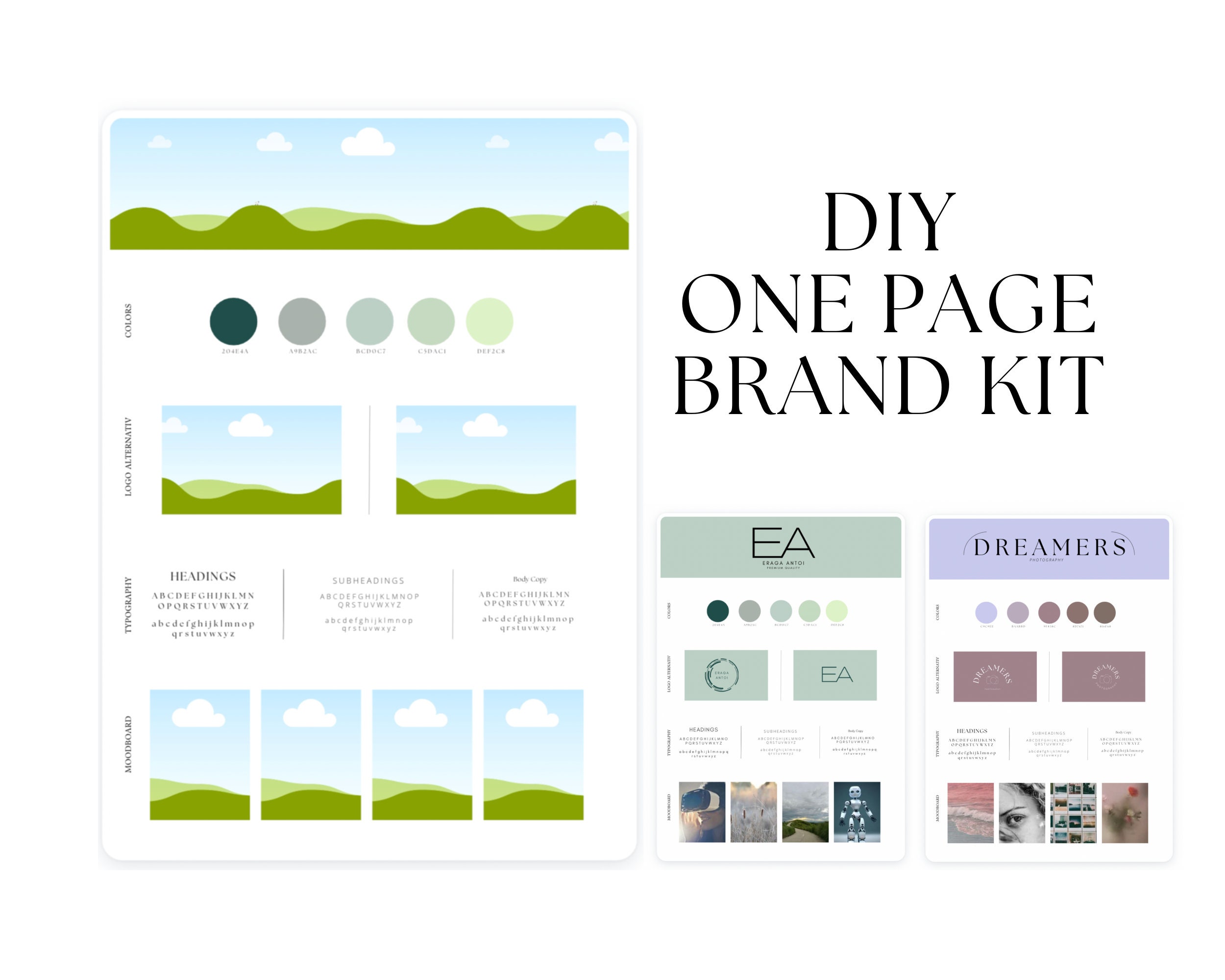 Brand Kit Template, One Page Logo Kit, Business Branding Template ...