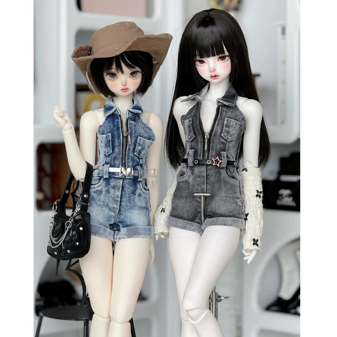 2 Colors 1/4 MSD Bjd Doll Clothes, Bjd Doll Denim Romper (clothes Only) - Etsy