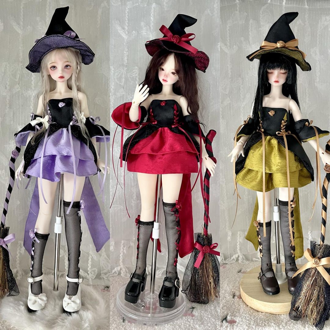 3 Colors 1/4 MSD Bjd Doll Clothes, Witch/wizard Suit( Hat+dress Set) - Etsy