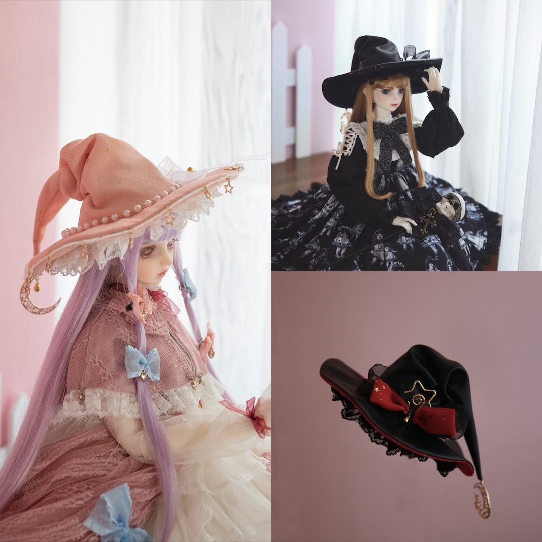 10 Colors BJD SD Msd Mdd Witch/wizard Hat, Halloween Gothic Magic Witch ...
