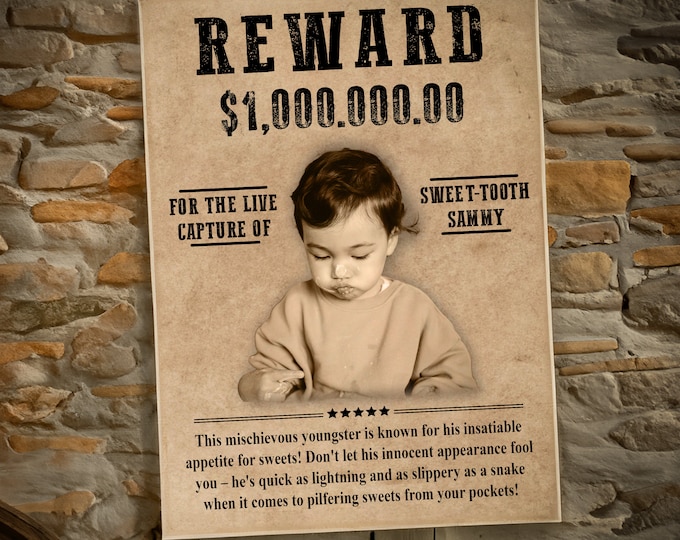 Wanted Poster Invitation, Digital Print, Cowboy and Cowgirl Party ...