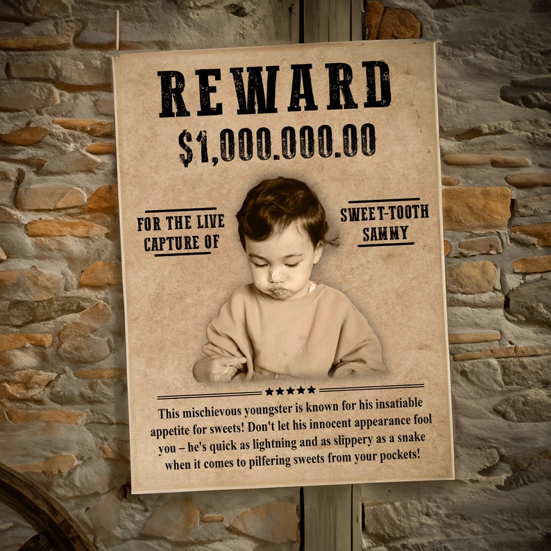 Wanted Poster Invitation, Digital Print, Cowboy and Cowgirl Party ...