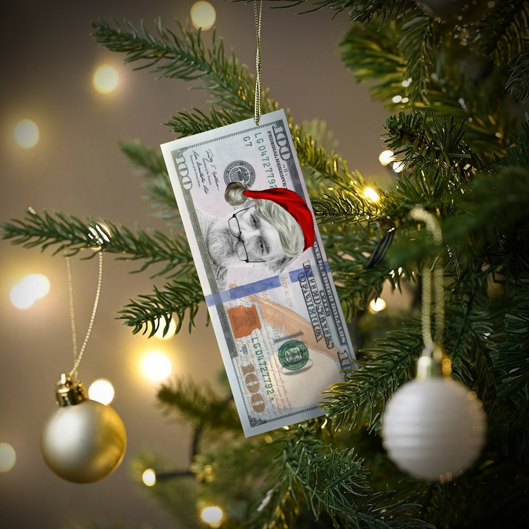 Personalized 100 Dollar Bill With Festive Santa Hat,christmas Tree ...