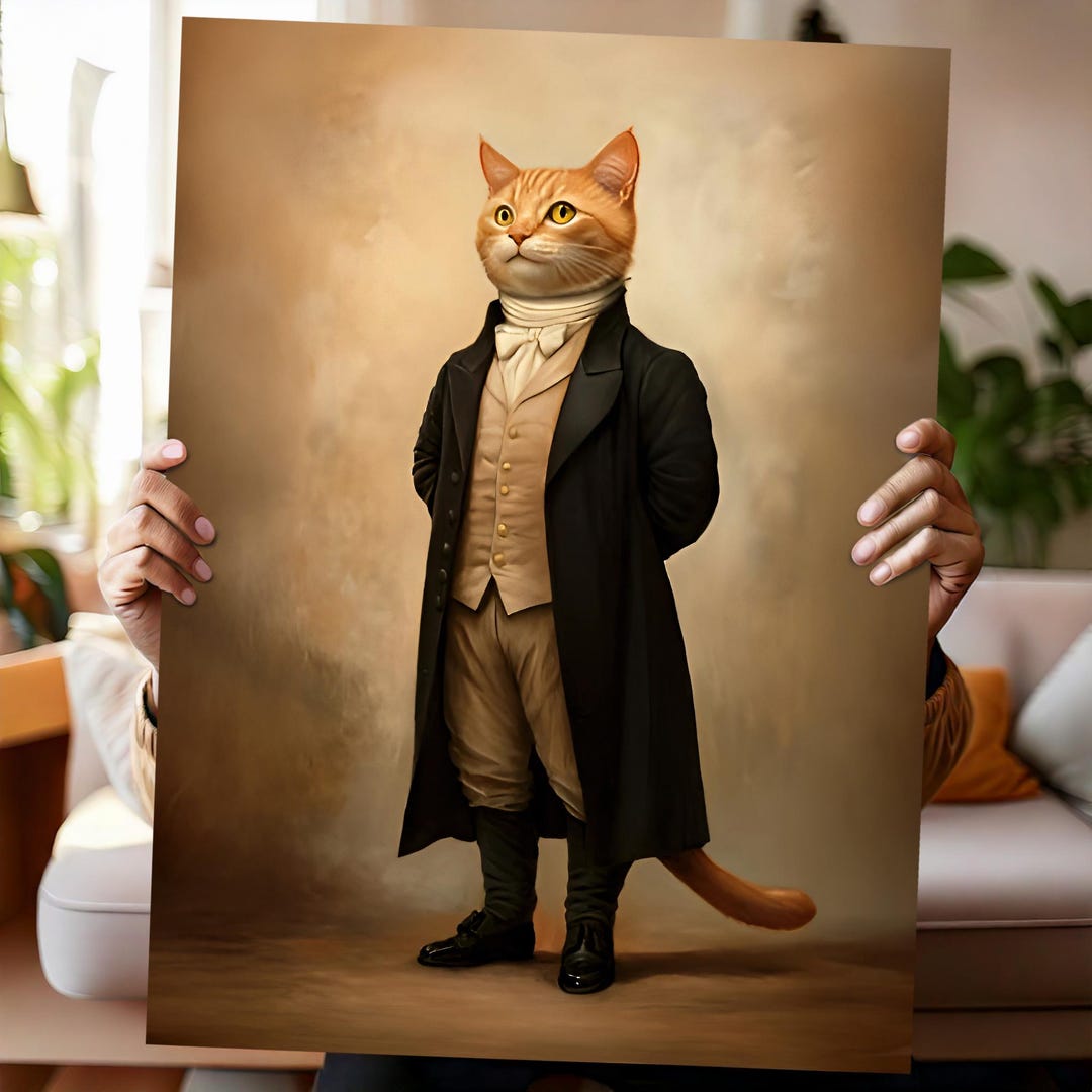 Custom Sherlock Holmes Pet Portrait, Cat Painting Canvas, Royal Cat ...