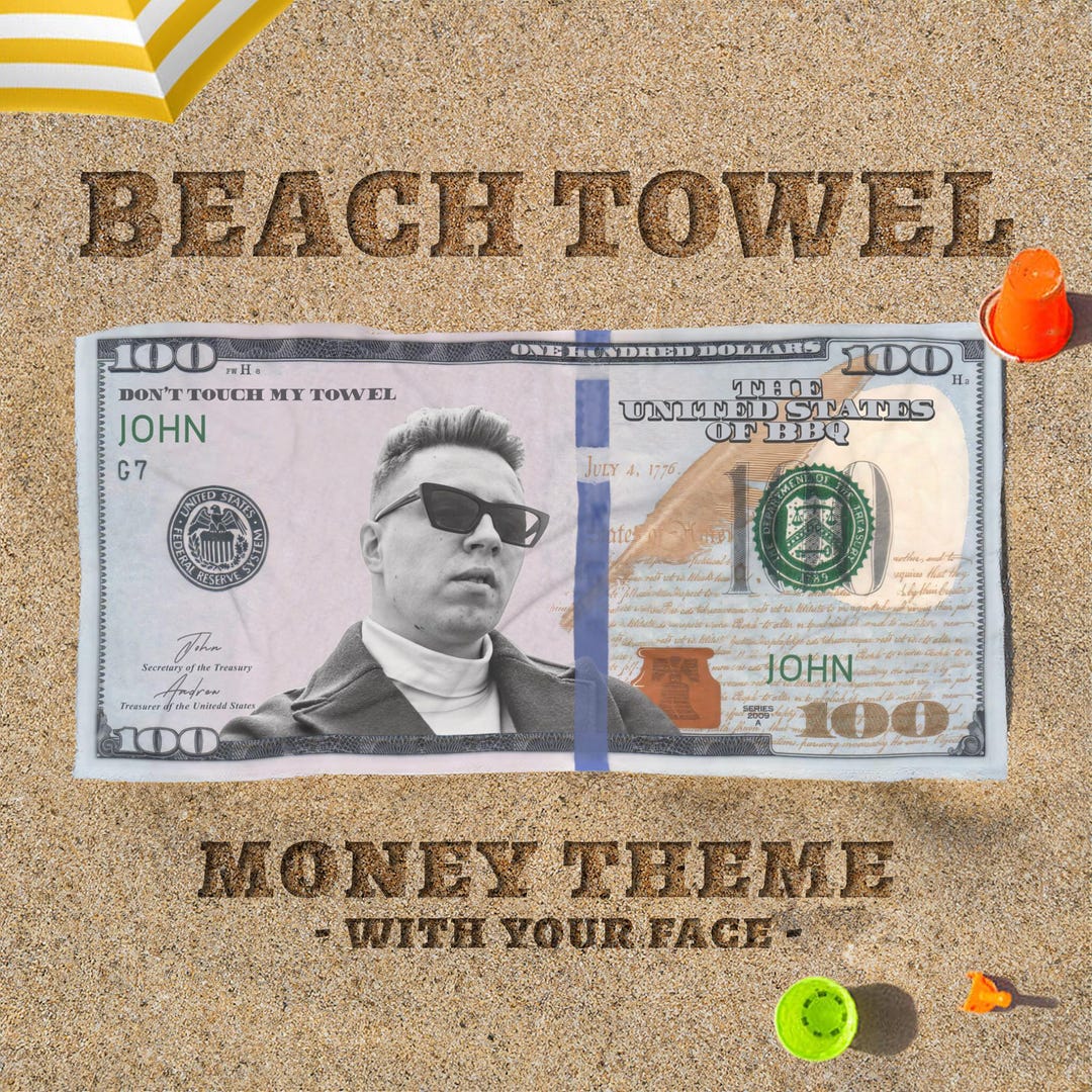 Money Beach Towel - 100 Dollar Bill Design, Awesome Summer Gift, Cash ...