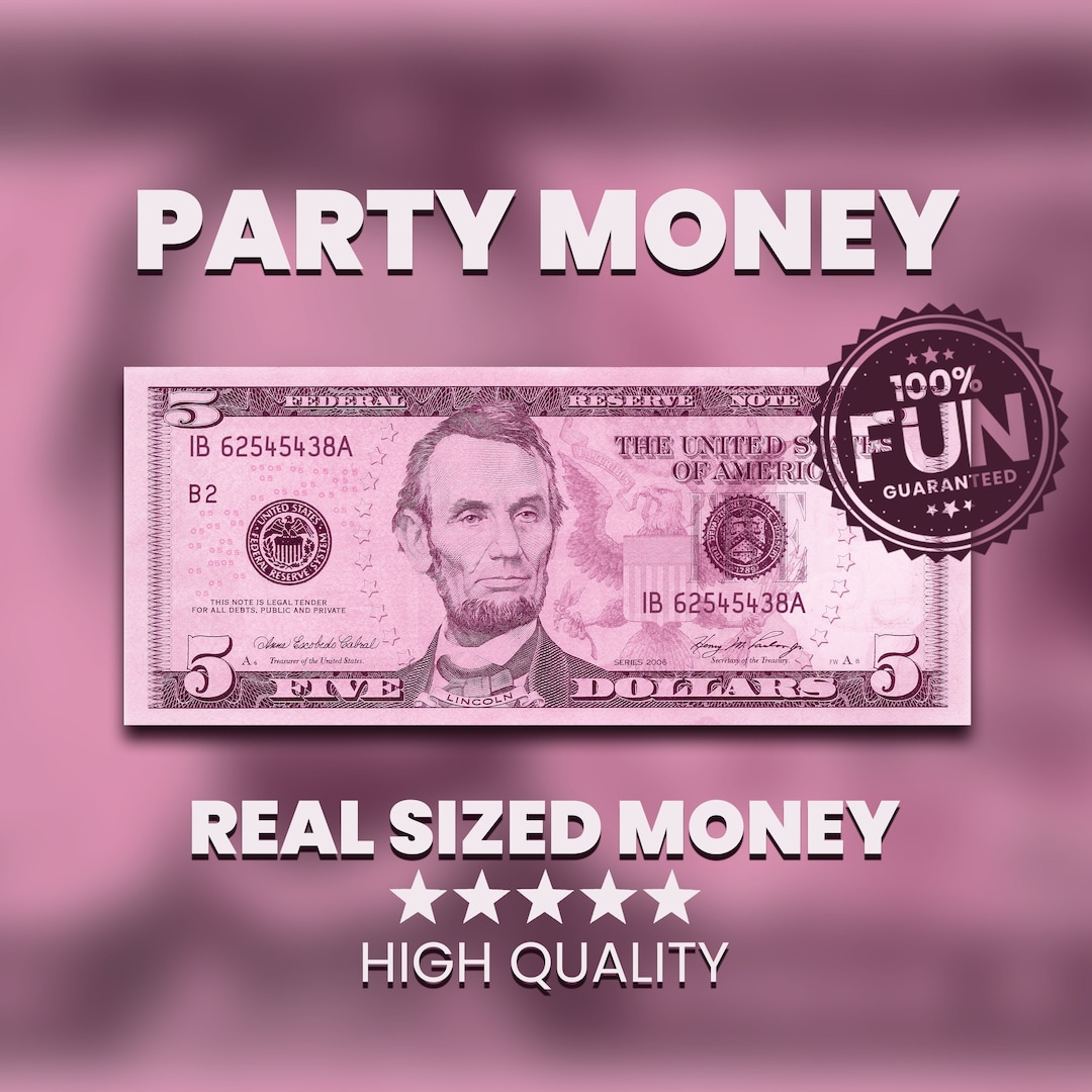 Printable Pink 5 Dollar Bill, Party Money (PDF) - Etsy