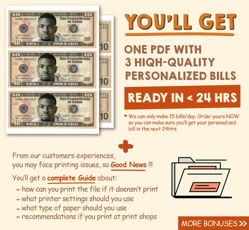 Your Face on Money, Game Money, 10 Dollar Bill, Party Money, Custom ...