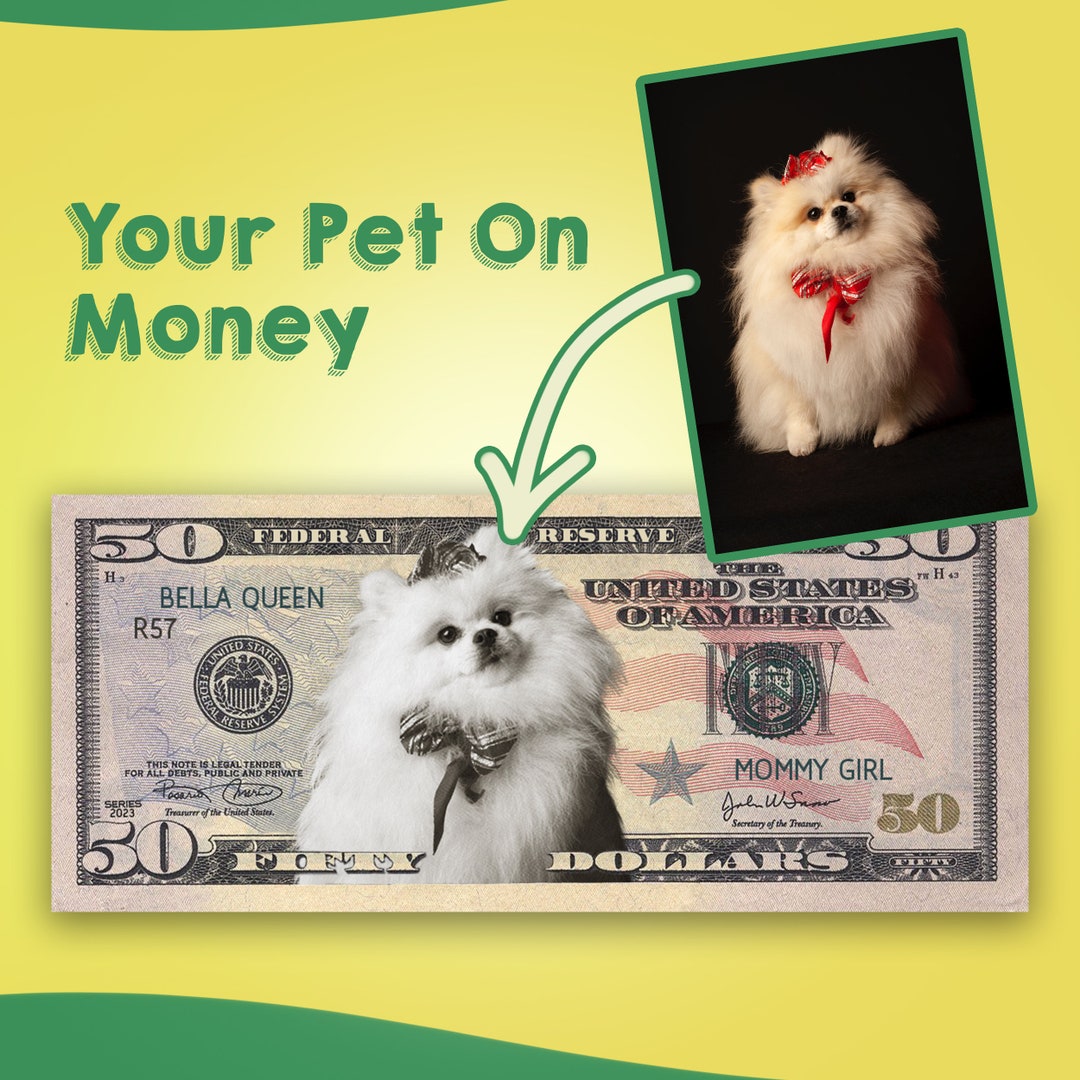 Personalized Money Using Pet Photo, Game Money, 50 Dollar Bill, Party ...