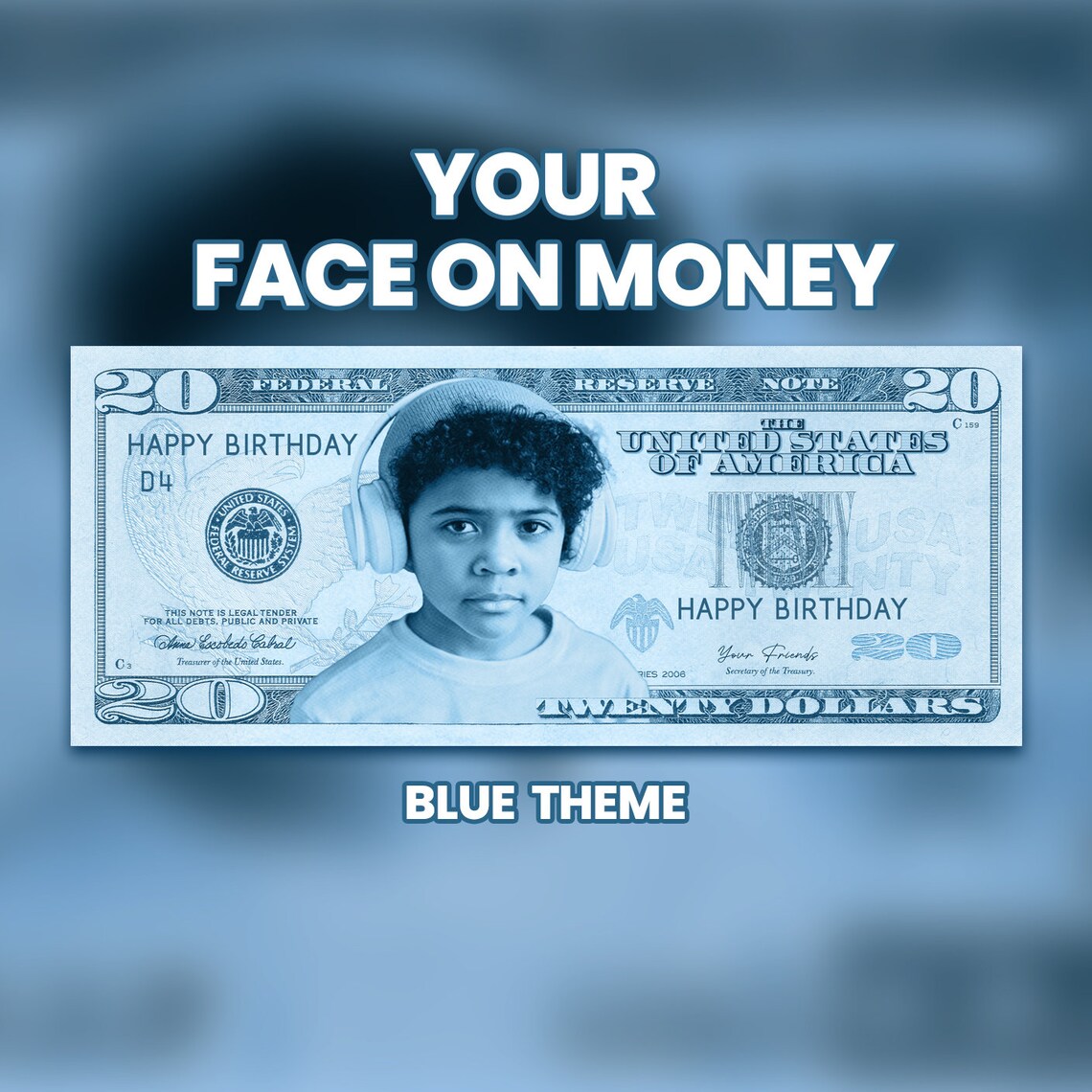 Personalized Face on 20 Dollar Bill, Unique Gift (digital File) - Etsy