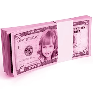 Personalized Face on Pink 5 Dollar Bill, Custom Party Money (digital ...