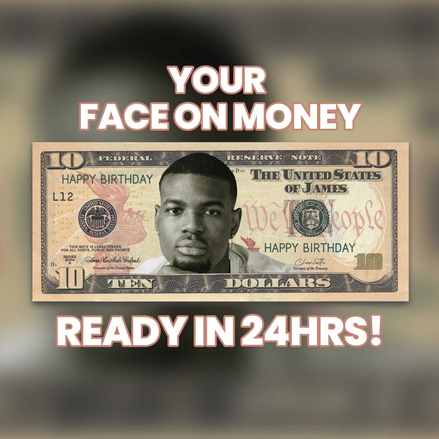 Your Face on Money, Game Money, 10 Dollar Bill, Party Money, Custom ...