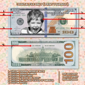 Personalized Kids Money, 100 Dollar Bill, Your Face on Money, Unique ...