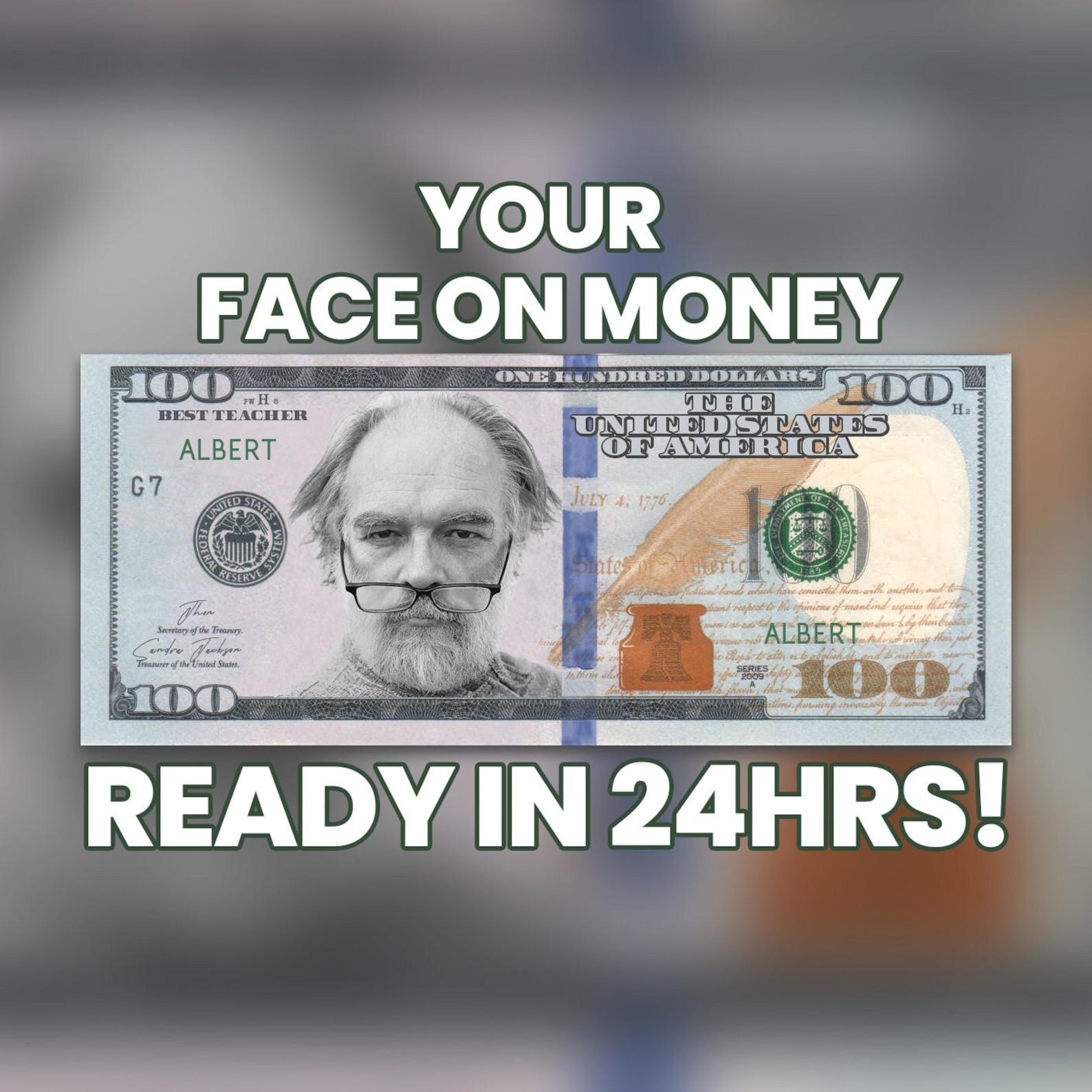 Your Face on Money, Game Money, 100 Dollar Bill, Party Money, Custom ...