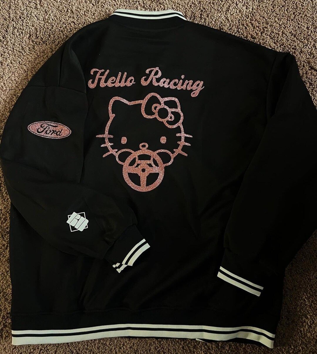HELLOKITTY Inspired Letterman Racing Jacket Hello Kitty Custom Clothing ...