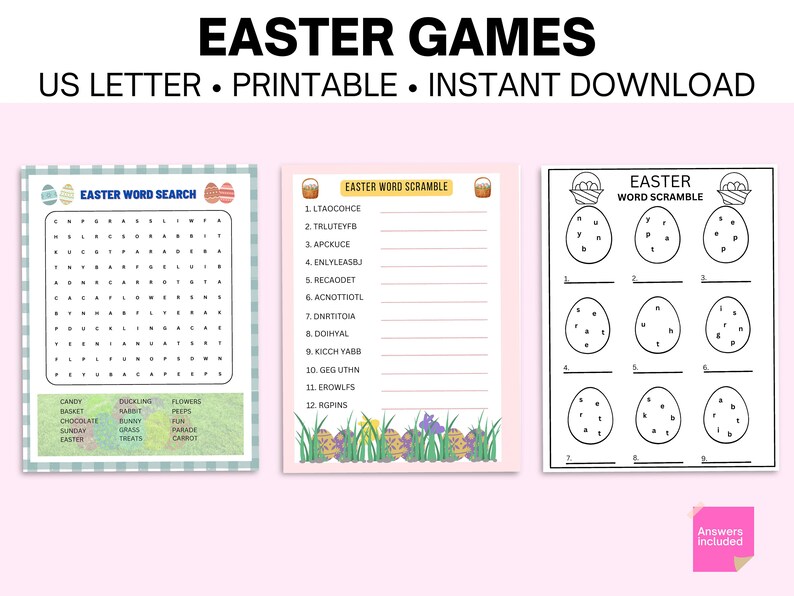 Easter Games Bundle, Printable Easter Games, Classroom Games, Coloring ...