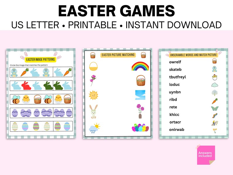 Easter Games Bundle, Printable Easter Games, Classroom Games, Coloring ...