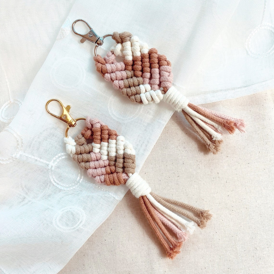 Mermaid Tail Macrame Keychain Handmade Colorful Phone Accessories Cute ...