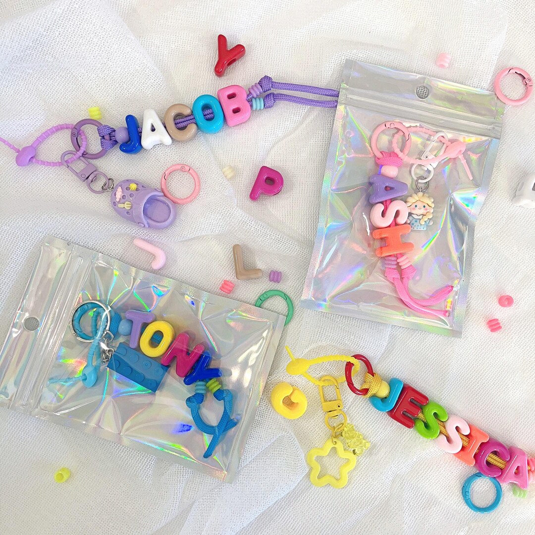 Personalized Name Keychain: Colorful Building Block Alphabet Bag Tag - Etsy