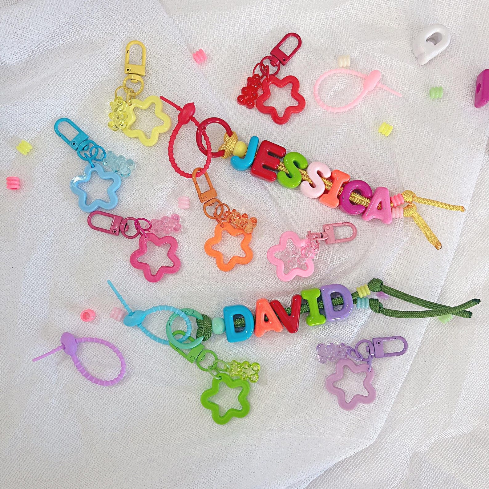 Personalized Name Keychain: Custom Initial Bag Tag, Alphabet Beads - Etsy