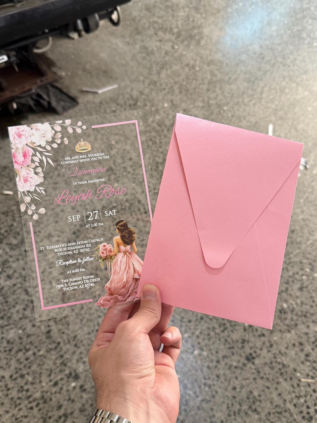 Acrylic Quinceanera Invitation Clear Birthday Invitations for 15th or ...