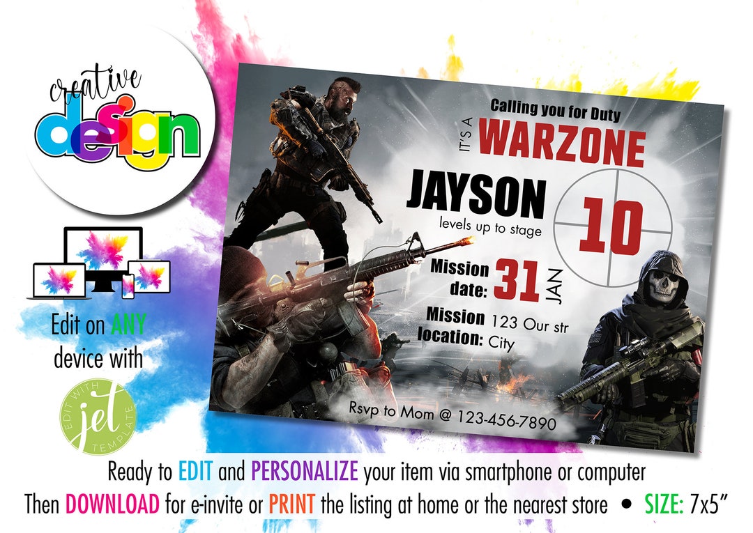 COD Birthday Invitation | Instant Personalized & Editable | Digital ...