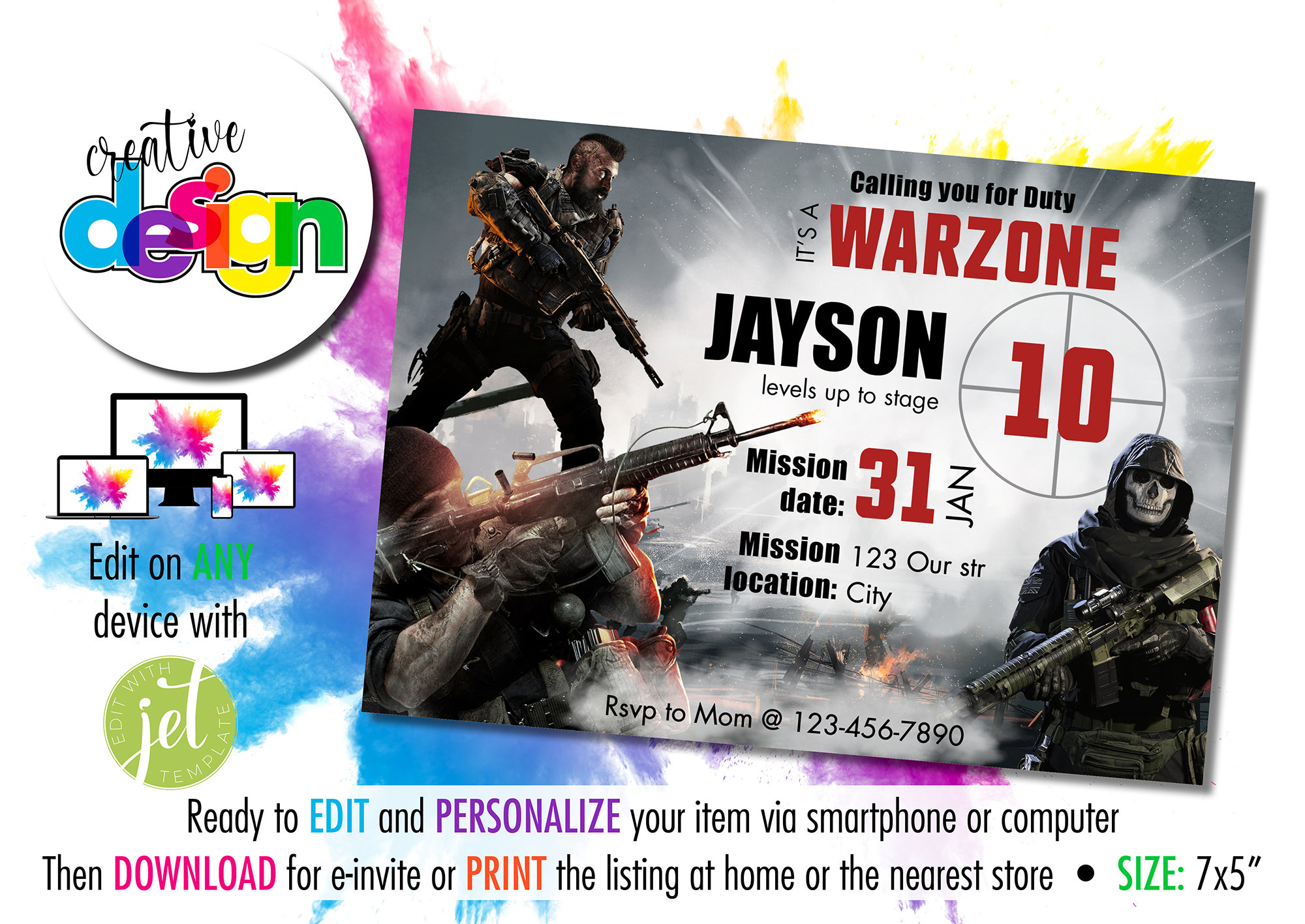 COD Birthday Invitation | Instant Personalized & Editable | Digital ...