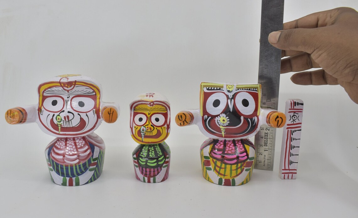 Neem Wood Jagannath Idol Set 4 Inch Handcrafted Murti Deity Statues for ...