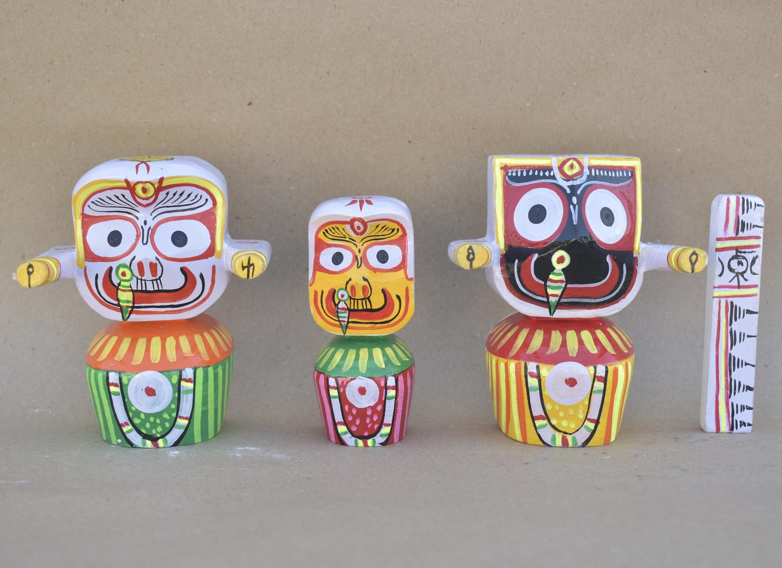 Handcrafted Neem Wood Jagannath Idol Set: Balabhadra, Subhadra ...
