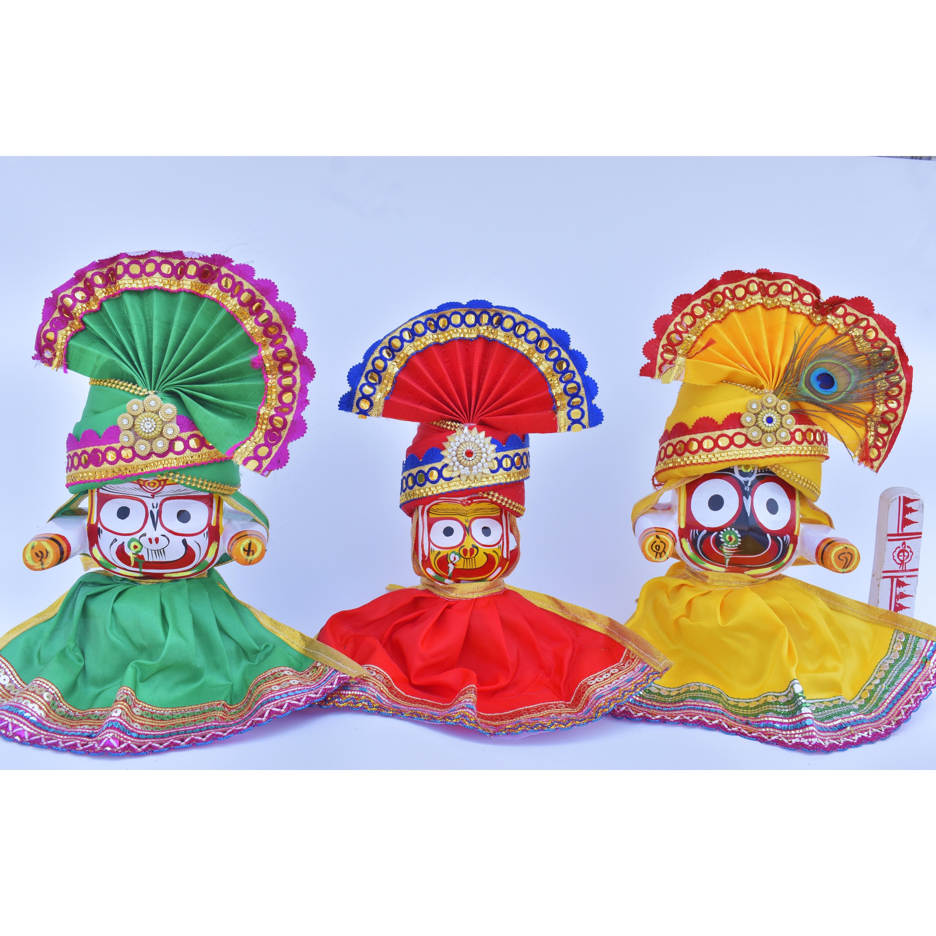 Pure Neem Wood 6-inch Deities With Traditional Dress Shree Jagannath ...