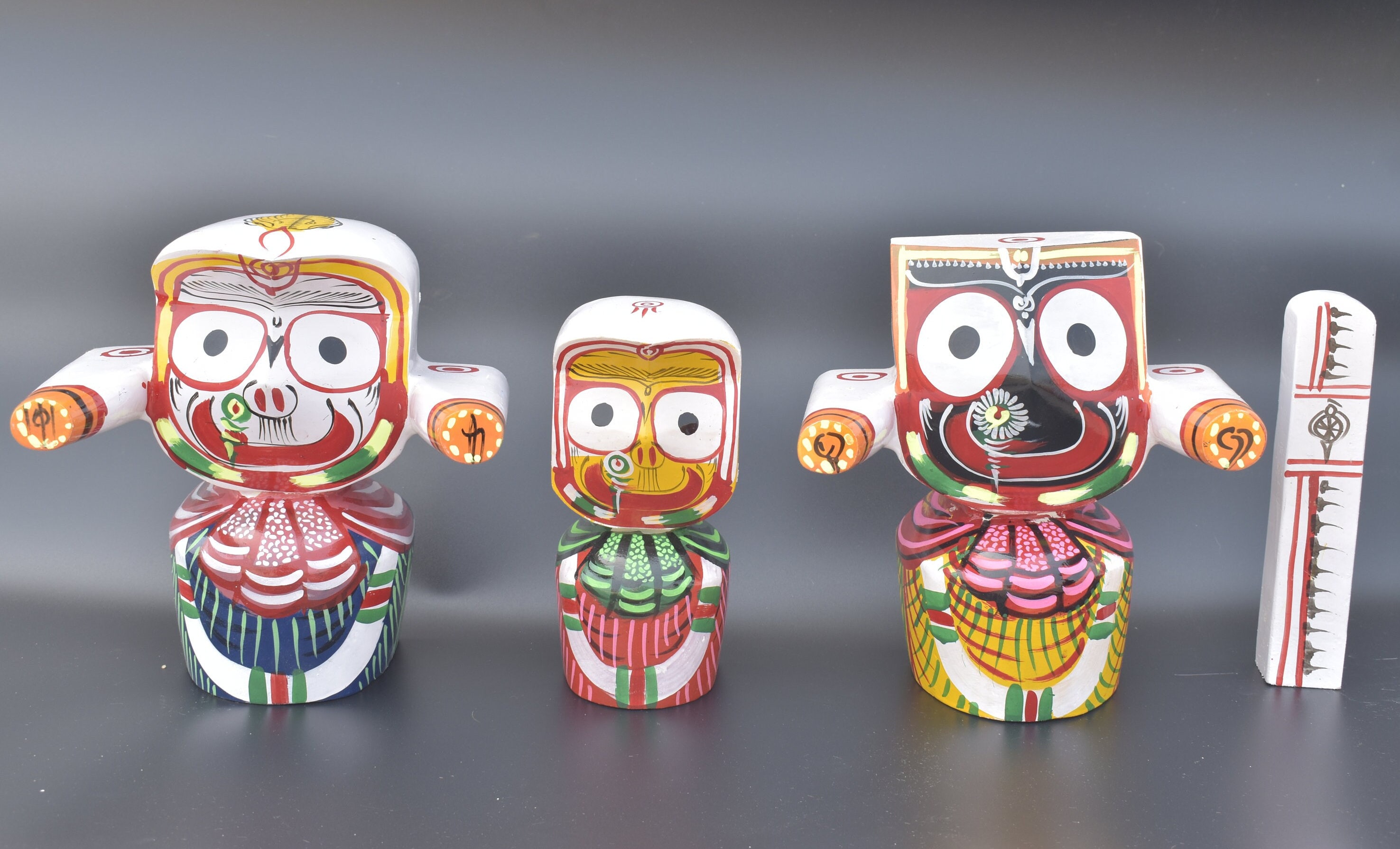 Neem Wood Jagannath, Balabhadra,subhadra and Sudarshan,8 Inch Idol Set, Krishna Jagannath Murti ...
