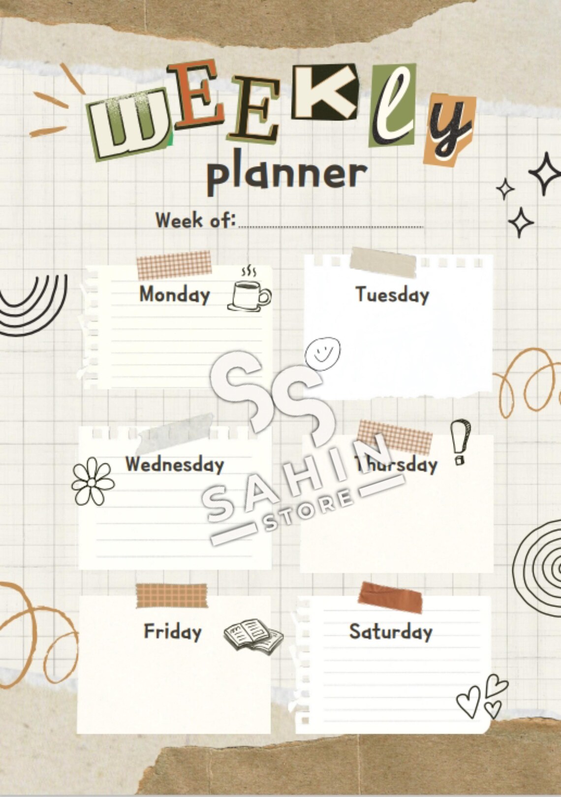 Weekly Planner Printable Digital Download PDF Productivity Organizer ...