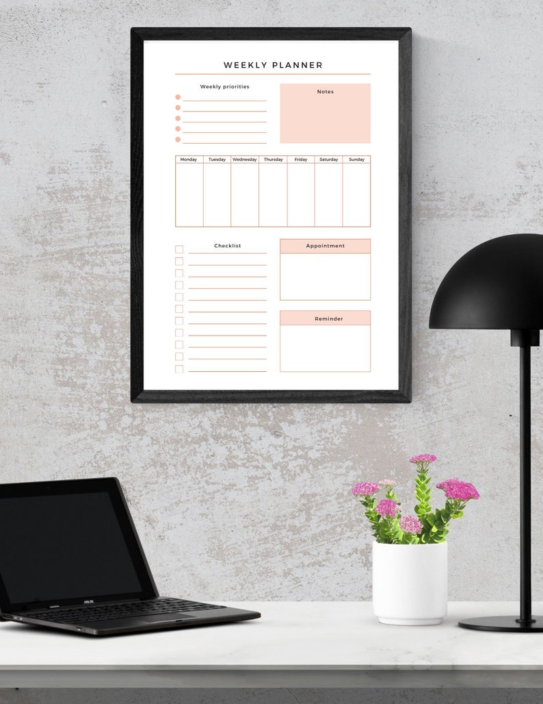 Simple Weekly Planner: Printable Digital Organizer (PNG) - Etsy