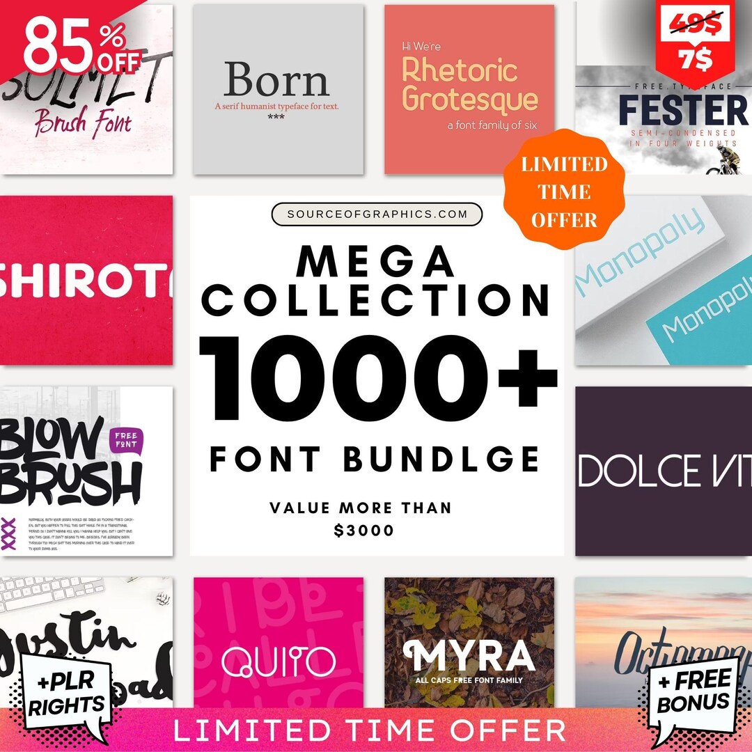 1,000+ Premium Font Bundle | Commercial Use | OTF & TTF Digital ...