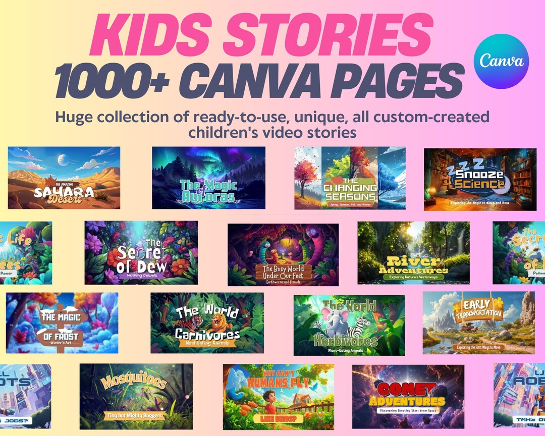 1000 Fully Editable Pages, Interactive Kids Video Stories, Ready-to-use ...