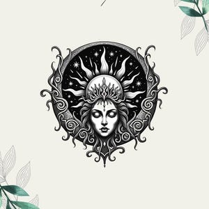 Sun Goddess Enigmatic Moon Graphics Mystical Boho Digital Design for T ...