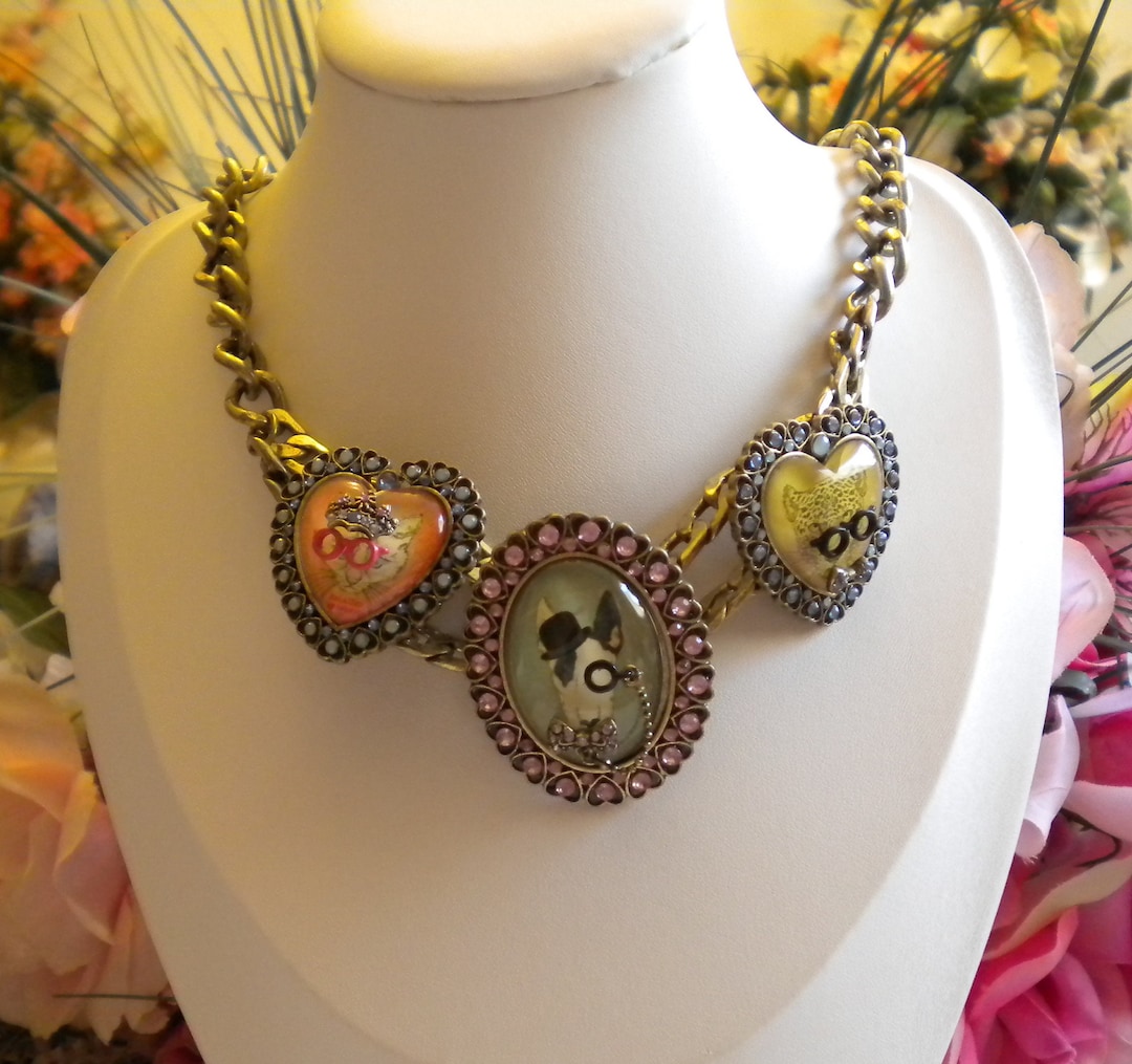 Betsey Johnson Rare Vintage Cameo Collection Cats and Dogs With Lucite ...
