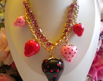 Betsey johnson strawberry necklace store