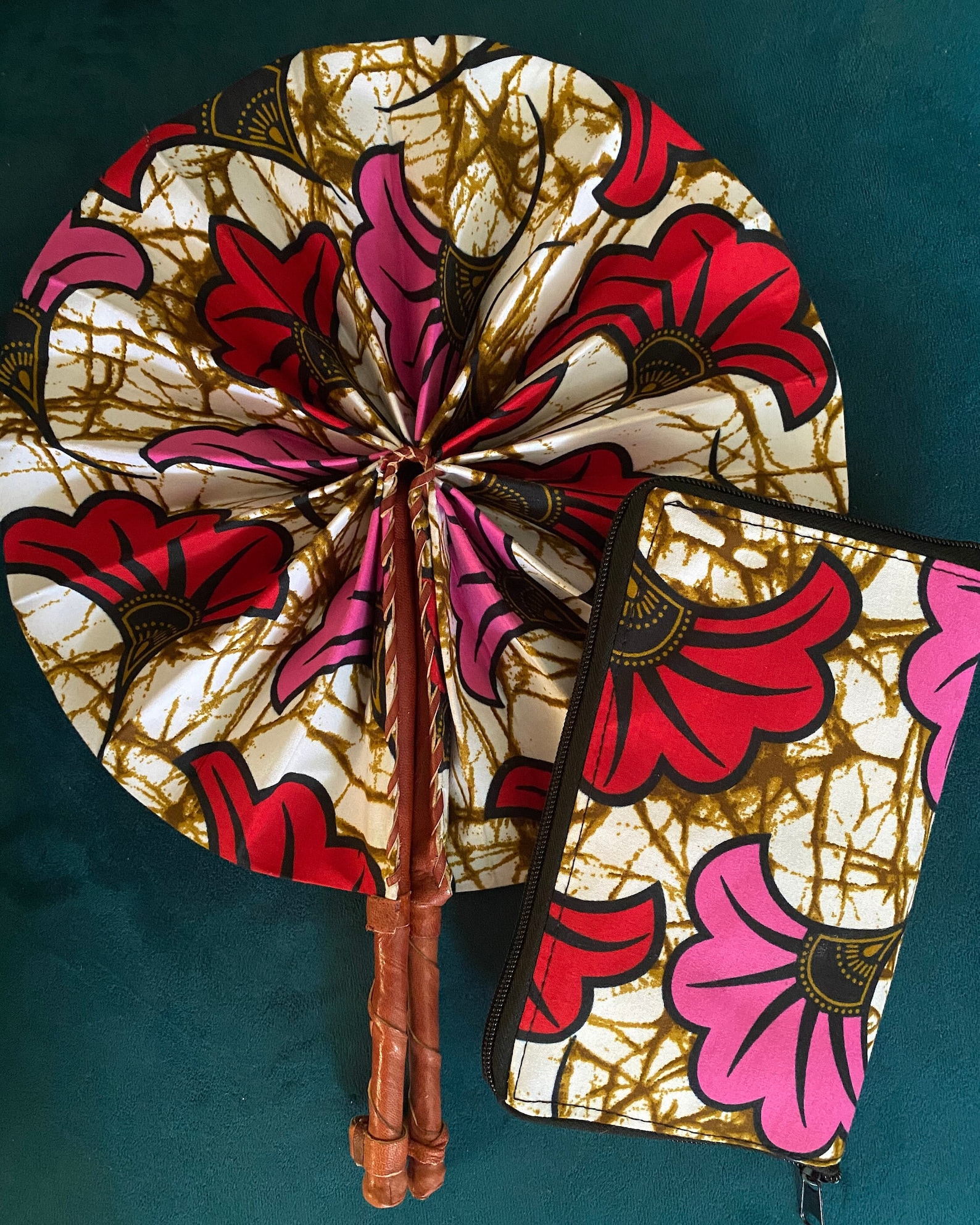 Totes Bag and Folding Fan Set in African Print/ Shopping Bag/ Beach Bag ...
