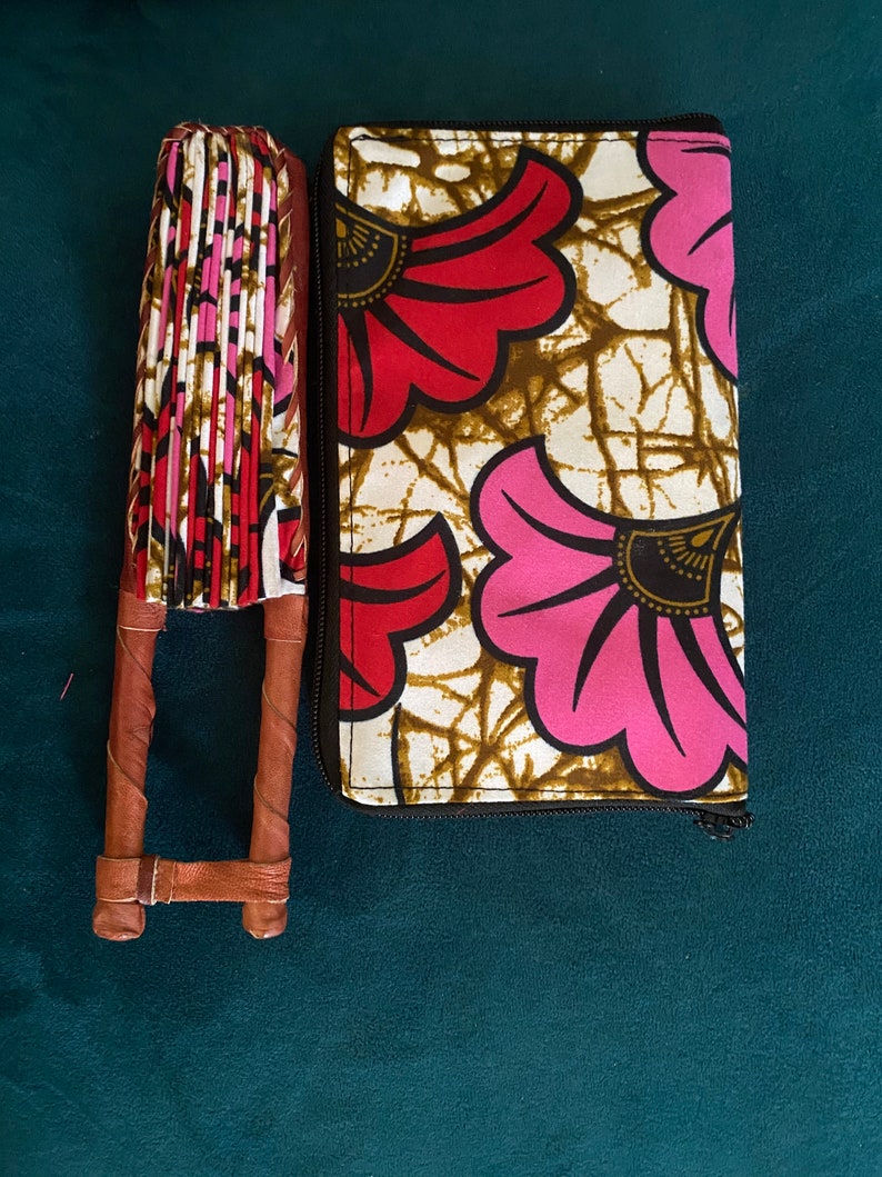 Totes Bag and Folding Fan Set in African Print/ Shopping Bag/ Beach Bag ...