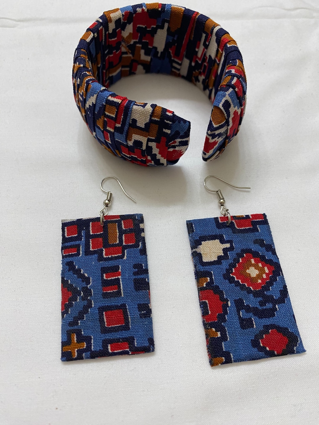 Bangles and Earing Set / African Print Wrap Bangles Jewelry / Bracelet ...
